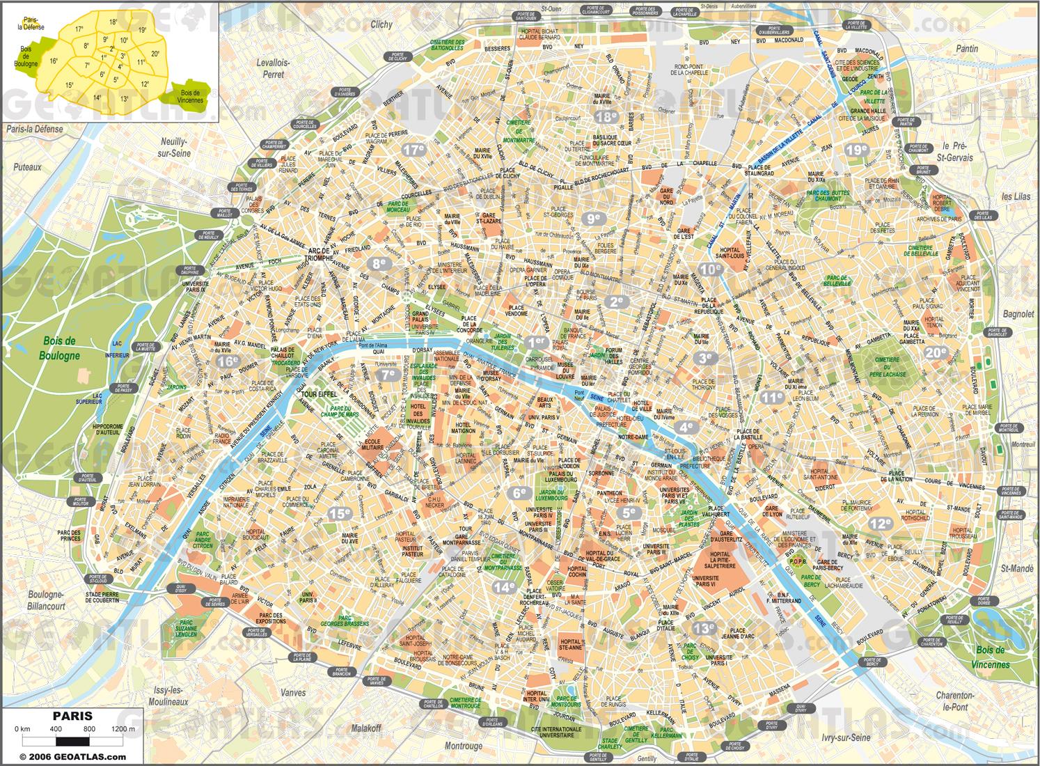 Las calles de París mapa - Mapa de las Calles de París (Francia)