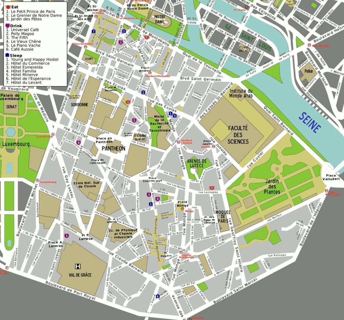 5º arrondissement de París mapa - Mapa de 5º arrondissement de París ...