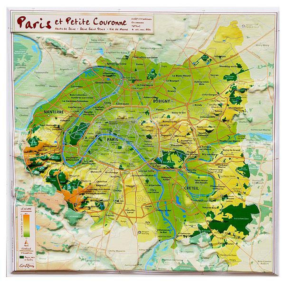 Alivio de París mapa - Mapa de alivio de París (Francia)