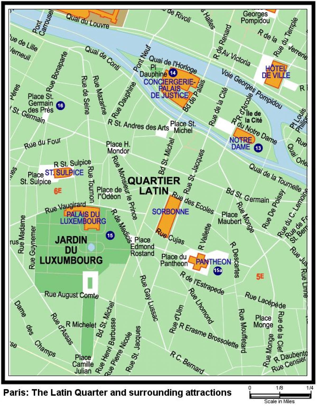 El Barrio latino de París mapa - Mapa de El Barrio latino de París ...