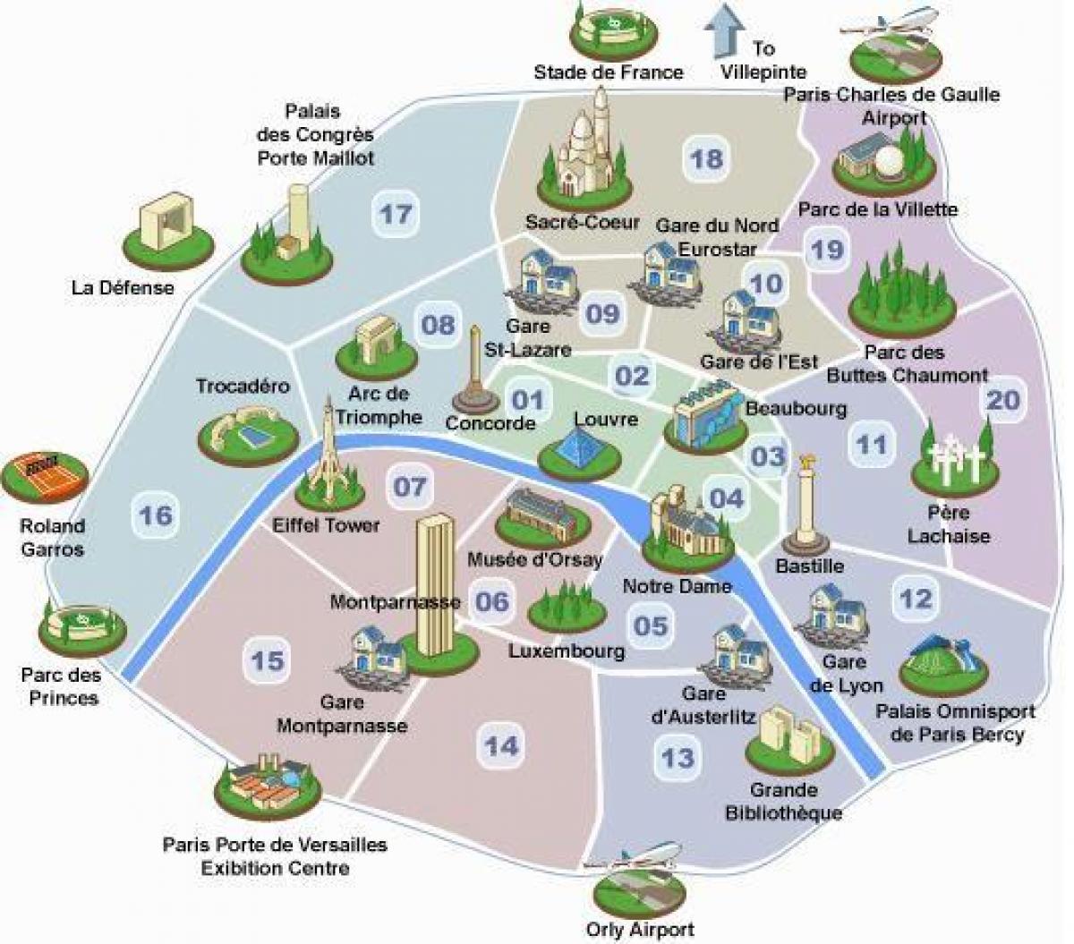 París turismo mapa - Mapa de turismo de París (Francia)
