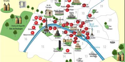 París Monumento mapa. Todos los Monumentos de París mapas.